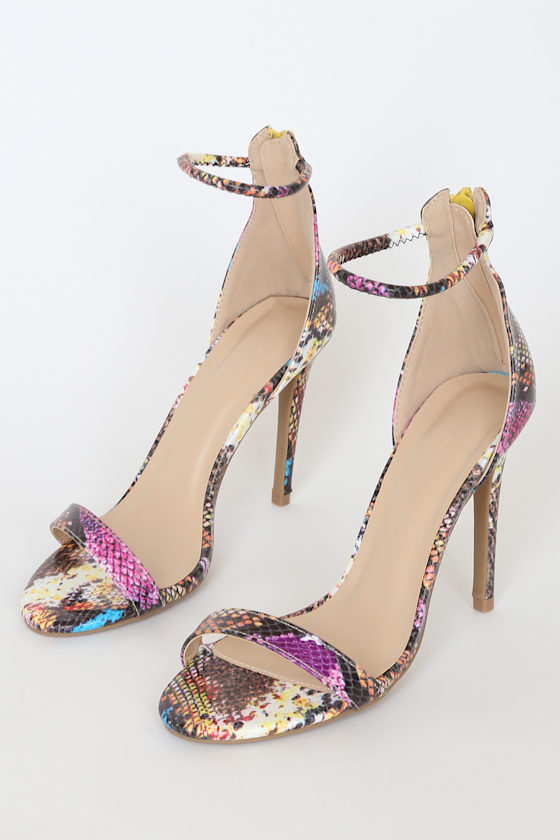 Cute Snake Stiletto Heels - Ankle Strap Heels - Snake Print Heels - Lulus