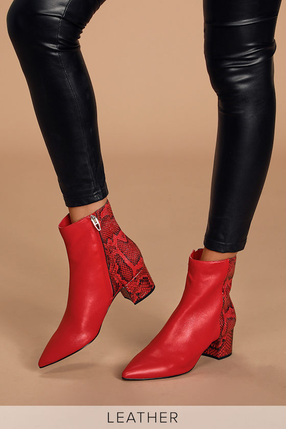 Dolce Vita X Lulus Bel - Red Leather Booties - Ankle Booties