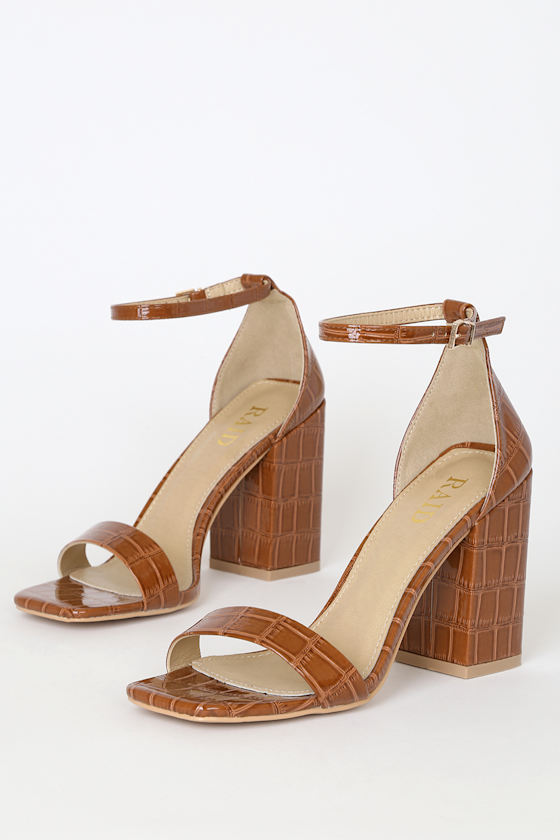 RAID Raelynn - Rust High Heels - Croc Embossed High Heels - Lulus