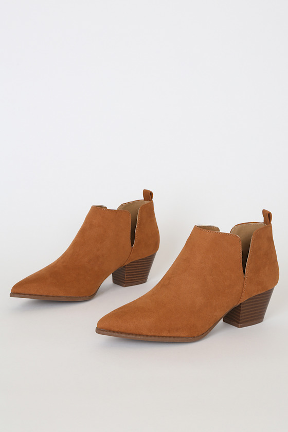 Cute Rust Booties - Suede Ankle Booties - Vegan Suede Ankle Boots - Lulus