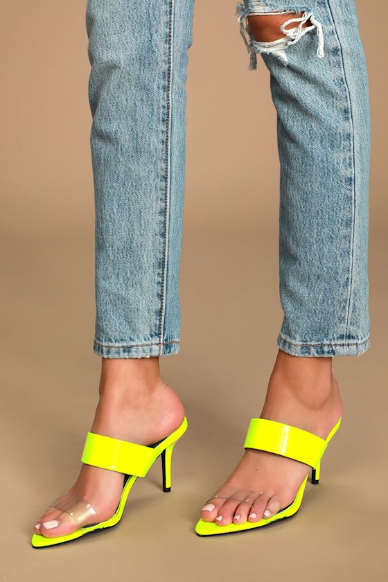 Cute Neon Yellow Heels - High Heel Sandals - Pointed-Toe Pumps