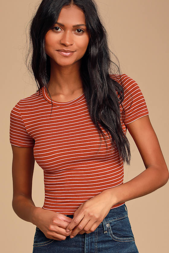Cute Red Striped Tee - Short Sleeve Tee - Crop Tee - Crop Top - Lulus