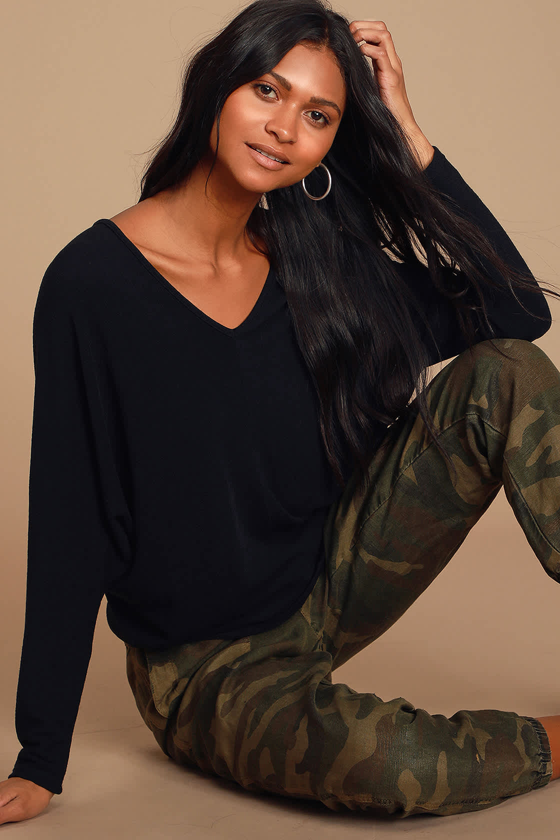 Cute Black Top - V-Neck Top - V-Back Top - Sweater Top - Lulus