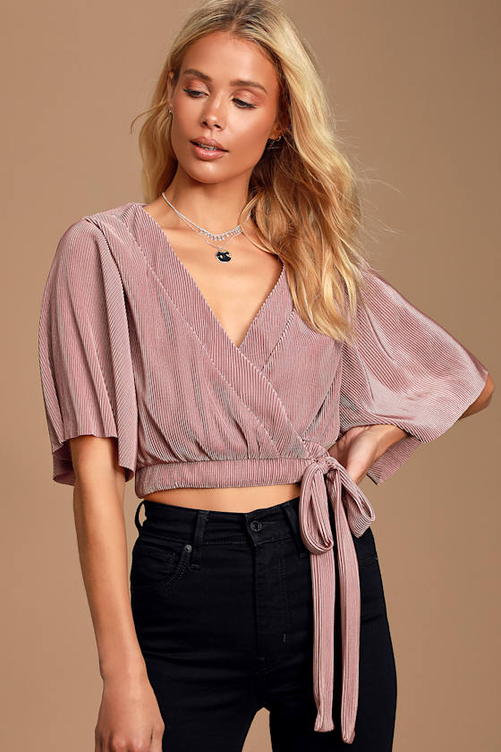 Cute Mauve Top - Wrap Top - Crop Top - Surplice Wrap Top - Lulus