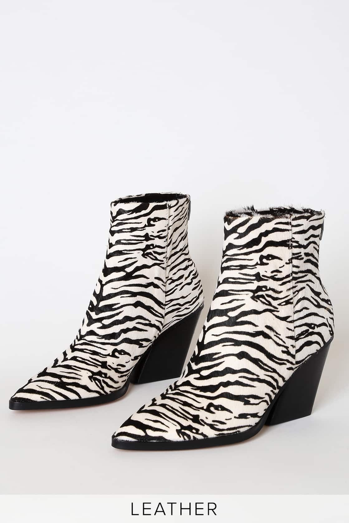 Dolce Vita Issa - Zebra Print Boots - Genuine Calf Hair Boots - Lulus