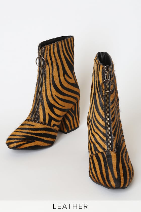 Rag & Co Boots - Zebra Print Boots - Zebra Calf Hair Booties - Lulus