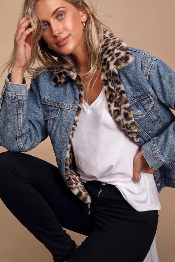 Levi's Cat Eye Jacket - Denim Jacket - Faux Fur Reversible Jacket - Lulus