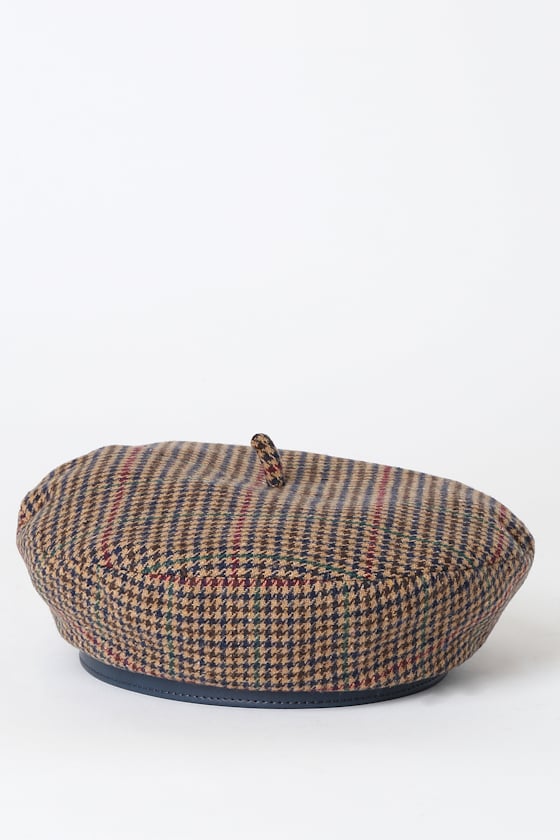 Brixton Audrey II Beret - Brown Plaid Beret - Plaid Beret - Lulus