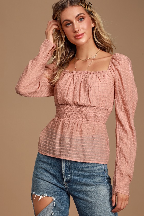 Chic Mauve Top Puffed Long Sleeve Top Long Puff Sleeve Top Lulus