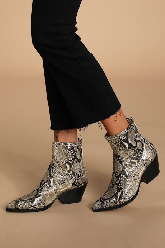Dolce Vita Shanta - Black and White Snake Booties - Sock Boots - Lulus