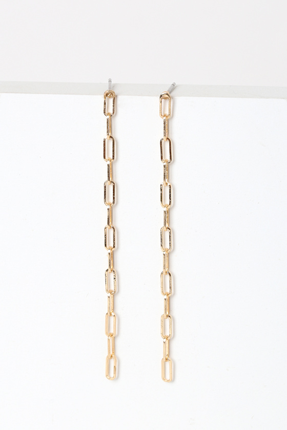 Chic Gold Earrings - Chain Link Earrings - Drop Earrings - Lulus