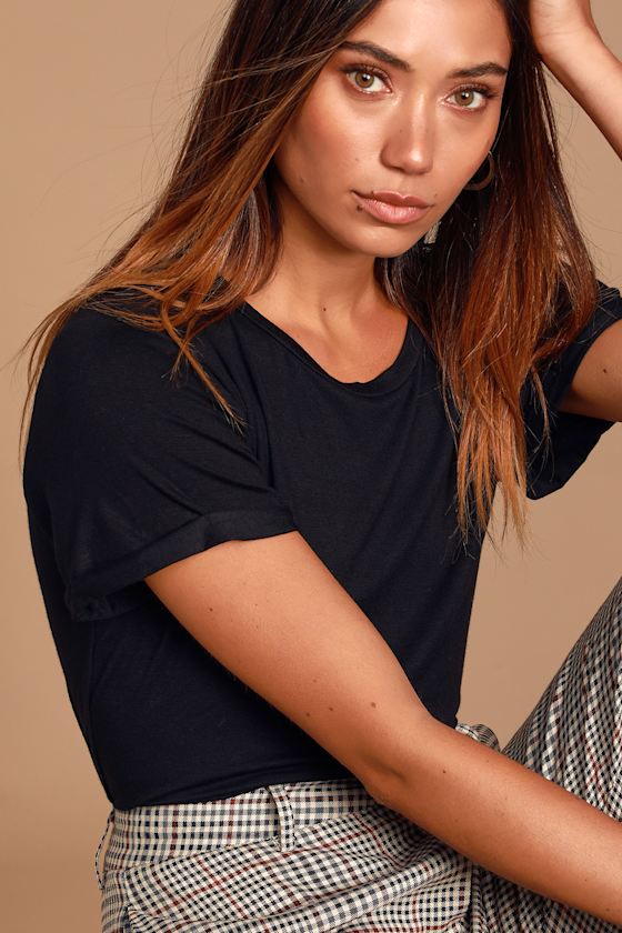 Cute Black Crop Top - Cropped Tee - Basic Tee - Black Top - Lulus