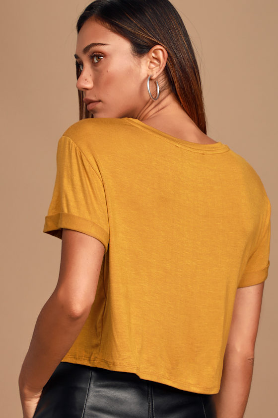 Cute Mustard Yellow Crop Top - Cropped Tee - Basic Tee - Top - Lulus