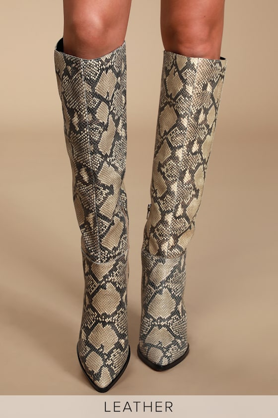 Dolce Vita Isobel Boots - Leather Boots - Snake Print Boots - Lulus