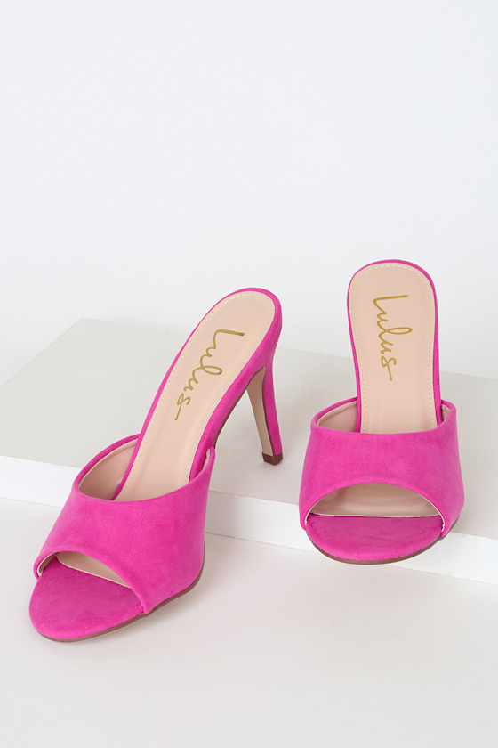 Sexy Fuchsia Heels - Fuchsia Suede Heels - Peep-Toe Heels - Lulus