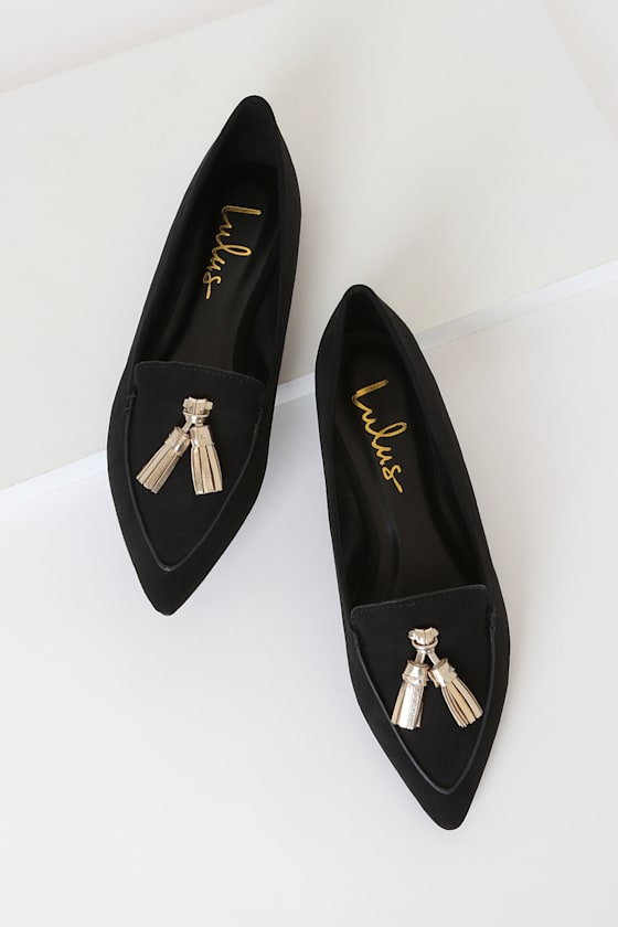 Trendy Black Loafers - Suede Loafers - Pointed-Toe Loafers - Lulus