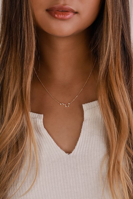 Cute Gold Necklace - Rhinestone Necklace - Constellation Necklace - Lulus