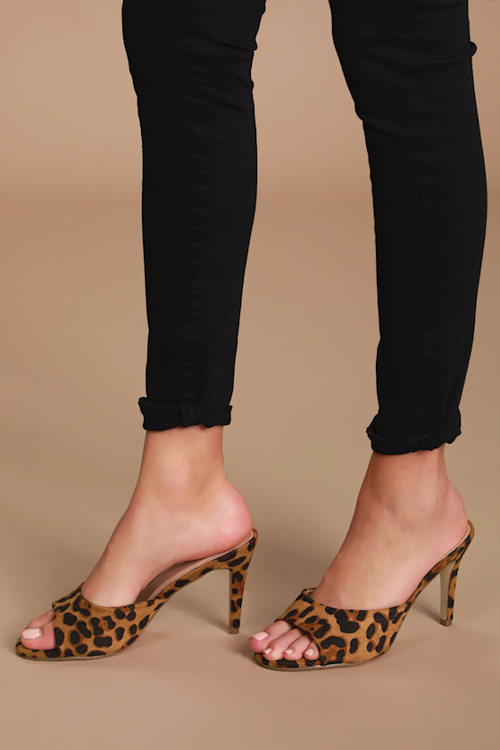 Sexy Leopard Heels - Leopard Suede Heels - Peep-Toe Heels - Lulus