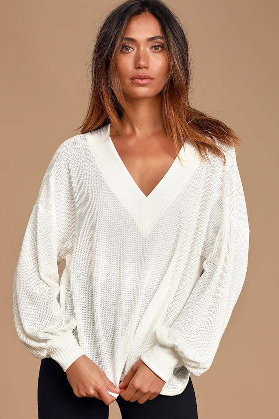 White Sweater - Thermal Knit Top - Cozy Sweater Top - Lulus
