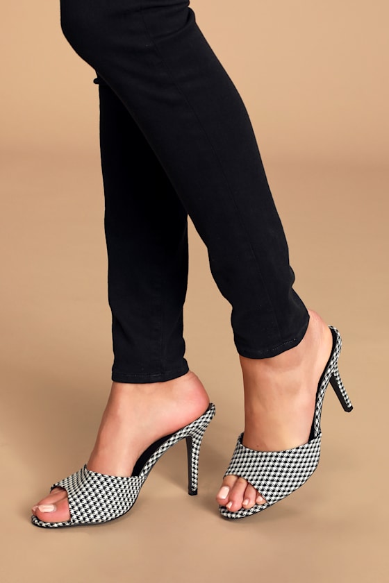 Cute Houndstooth Heels - Black and White Heels - Plaid Heels - Lulus