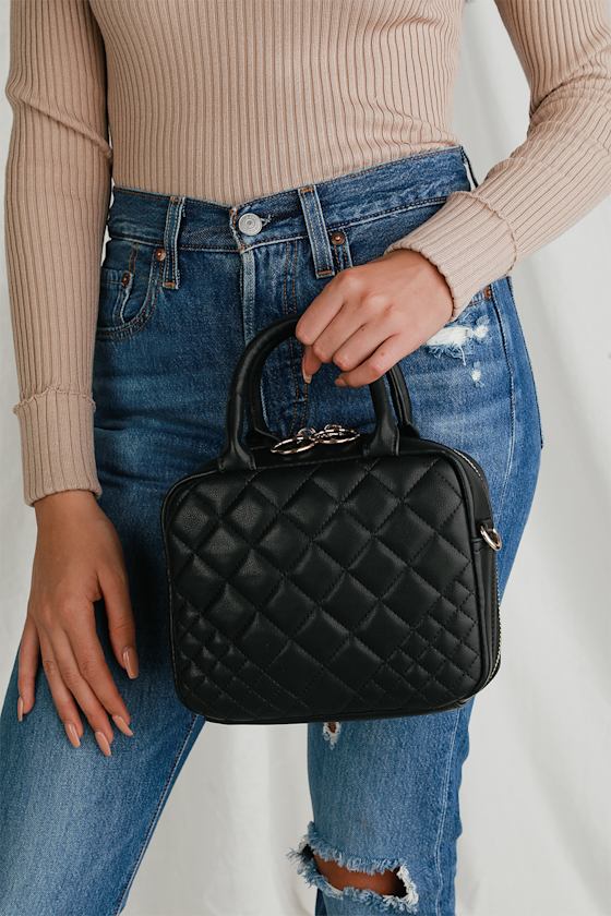 Black Quilted Handbag - Square Handbag - Chic Crossbody Bag - Lulus