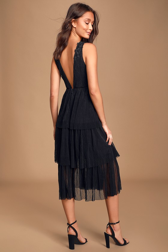 Chic Black Dress - Tiered Midi Dress - Applique Midi Dress - Lulus Chic Black Dress - Tiered Midi Dress - Applique Midi Dress - Lulus