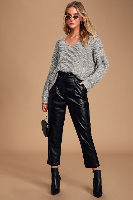 Heather Grey Sweater - V-neck Sweater - Confetti Sweater - Lulus