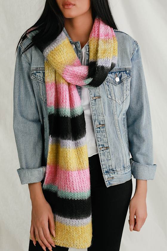 Cozy Pink Striped Scarf - Multi Striped Scarf - Oversized Scarf - Lulus