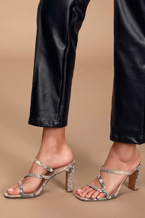 Steven By Steve Madden Jerri - Natural Multi Snake Leather Heels - Lulus