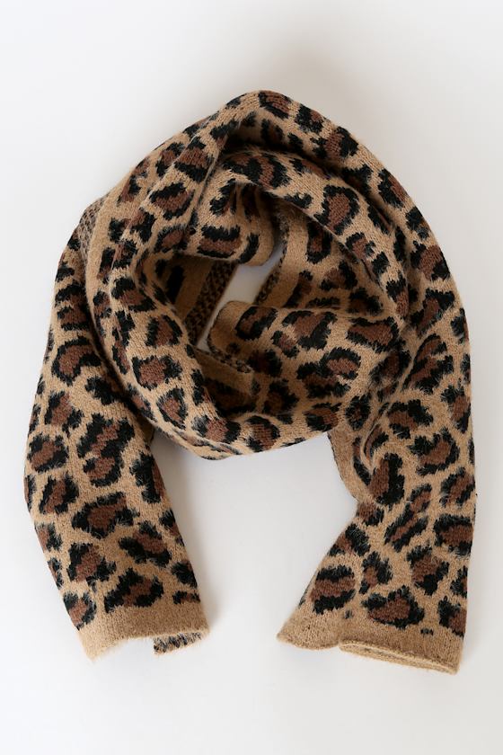 Cozy Brown Leopard Print Scarf - Leopard Print Knit Scarf - Scarf - Lulus