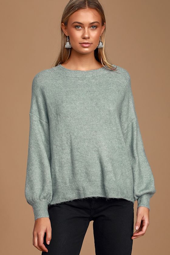 Cute Heathered Dusty Blue Sweater - Basic Sweater - Sweater - Lulus