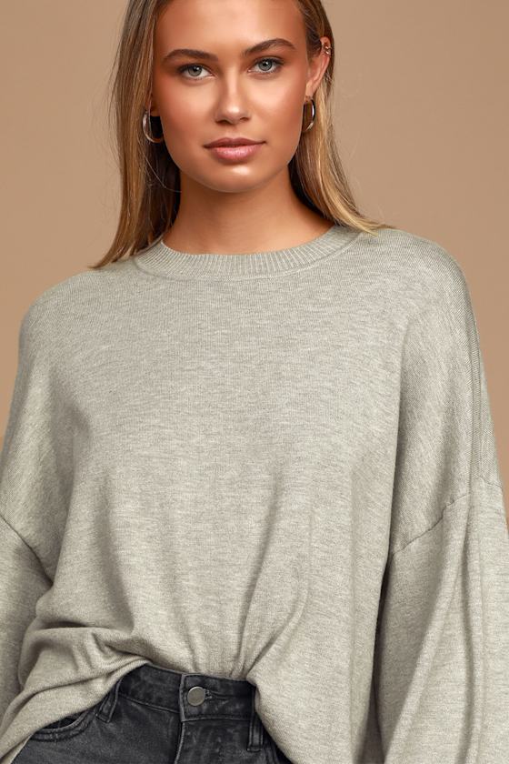 Cute Grey Sweater - Oversized Sweater - Grey Sweater Top - Lulus