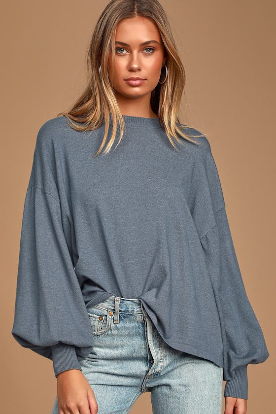 Cute Slate Blue Sweater - Oversized Sweater - Blue Sweater Top - Lulus