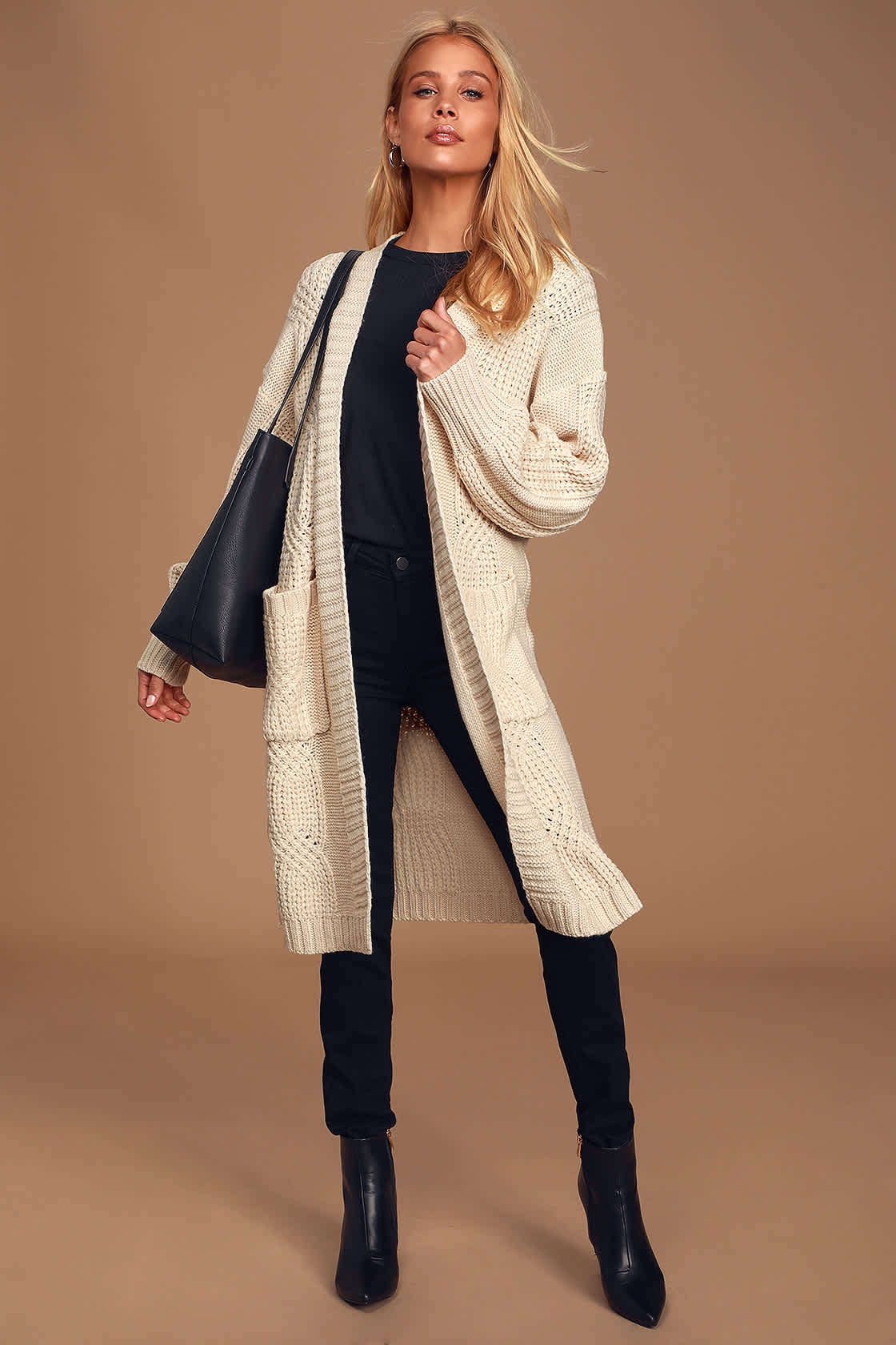 Cozy Cream Cardigan - Cable Knit Cardigan - Oversized Cardigan - Lulus