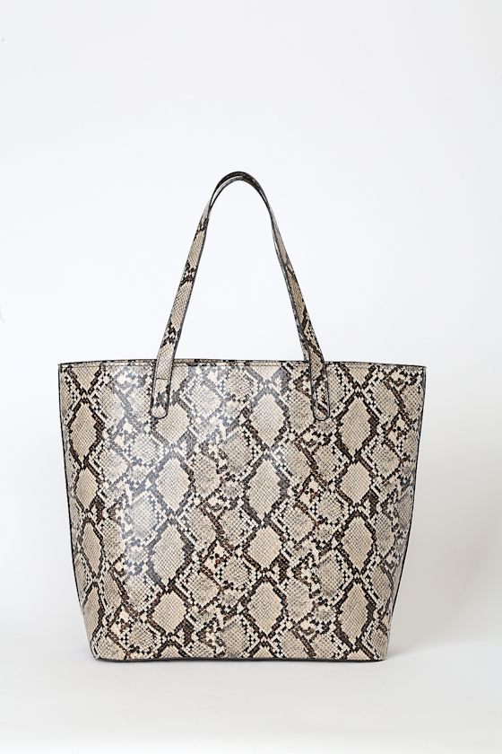 Cute Snake Print Tote - Oversized Handbag - Vegan Leather Tote - Lulus