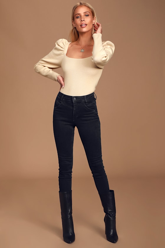 Trendy Beige Sweater - Puff Sleeve Sweater - Cozy Sweater Top - Lulus