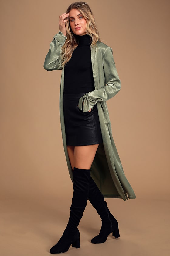 Chic Olive Green Duster - Satin Duster - Tying Sleeve Duster - Lulus