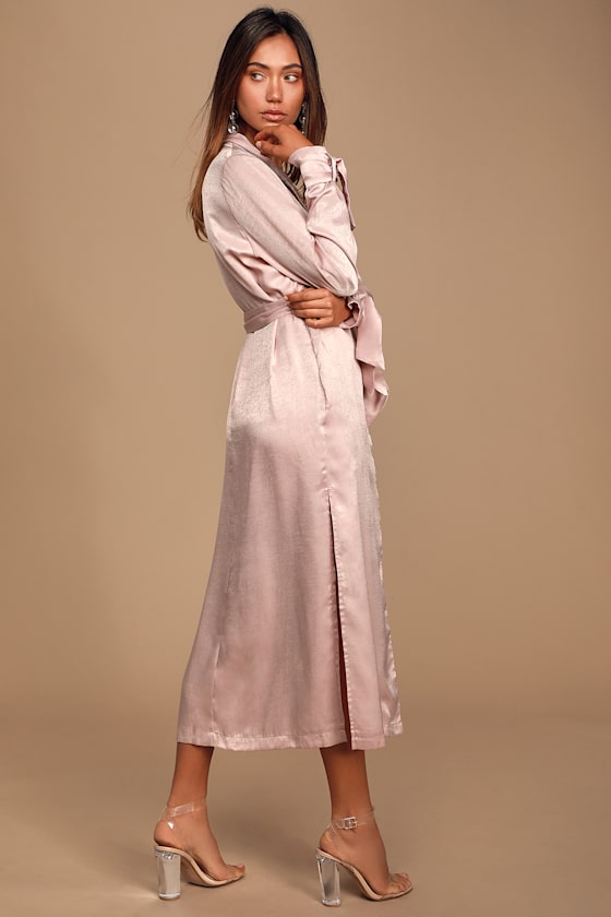 Chic Blush Pink Duster - Satin Duster - Tying Sleeve Duster - Lulus