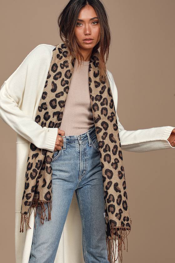 Cute Leopard Print Scarf - Fringe Scarf - Brown Leopard Print - Lulus