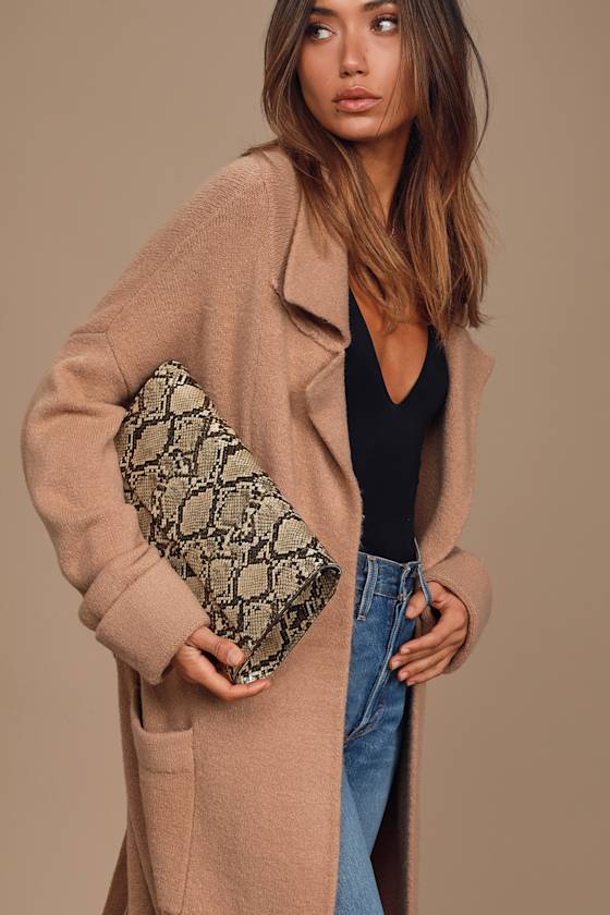 Trendy Snake Clutch - Fold-Over Clutch - Snake-Embossed Clutch - Lulus