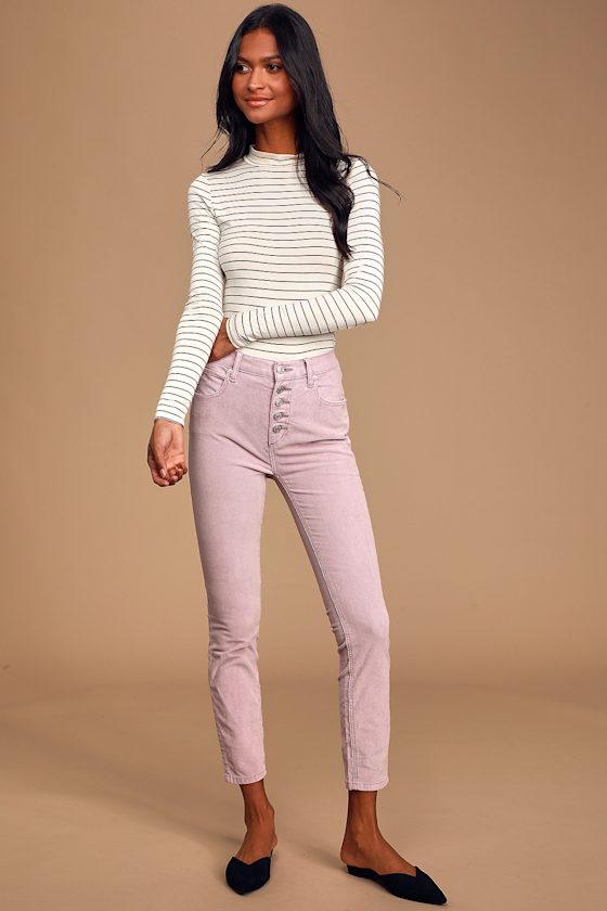 Free People Sun Chaser - Lavender Pants - Corduroy Skinny Jeans - Lulus