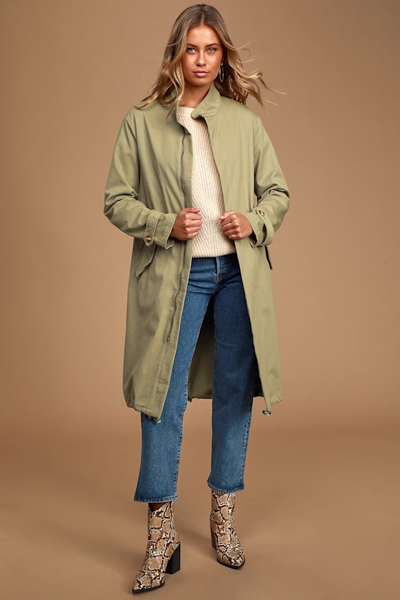 Chic Olive Green Jacket - Green Longline Jacket - Twill Jacket - Lulus