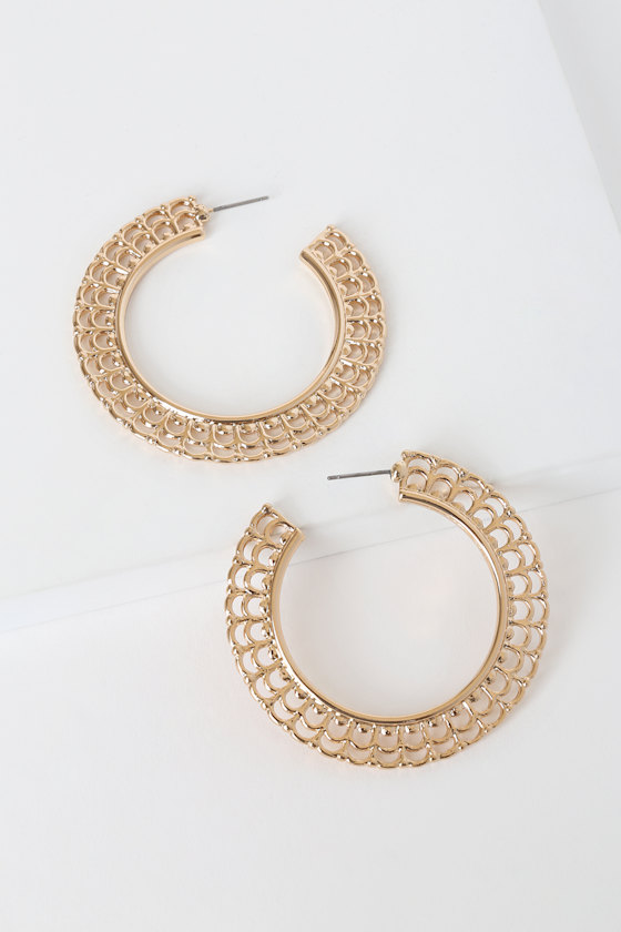 Cute Gold Hoop Earrings - Engraved Earrings - Hoops - Lulus