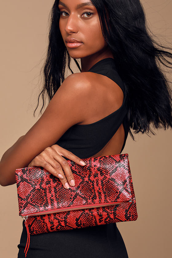 Cute Snake Clutch - Folded Clutch - Red Snake Clutch - Lulus