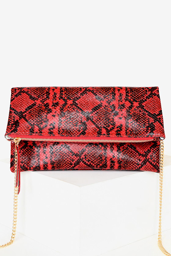 Cute Snake Clutch - Folded Clutch - Red Snake Clutch - Lulus