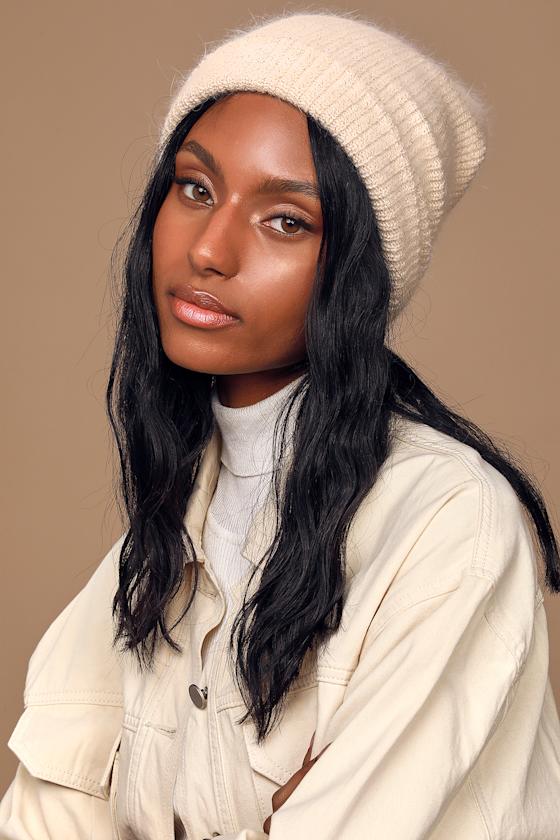 Comfy Cream and Gold Beanie - Rib Knit Beanie - Beanie - Lulus