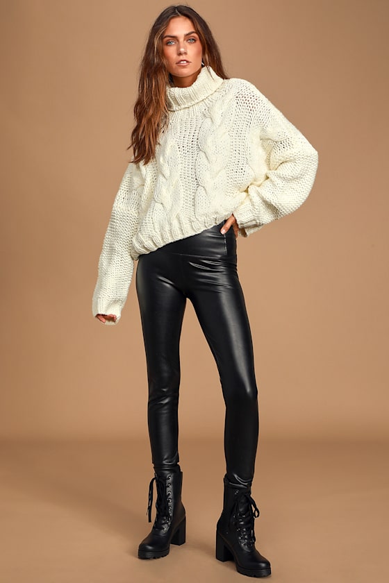 Cute Cream Sweater - Cable Knit Sweater - Turtleneck Sweater - Lulus