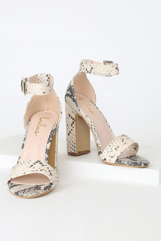 Chic Snake Heels - High Heel Sandals - Block Heels - Vegan Shoes - Lulus