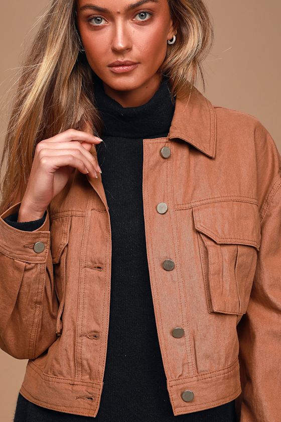 Trendy Rusty Rose Jacket - Cropped Jacket - Collared Jacket - Lulus