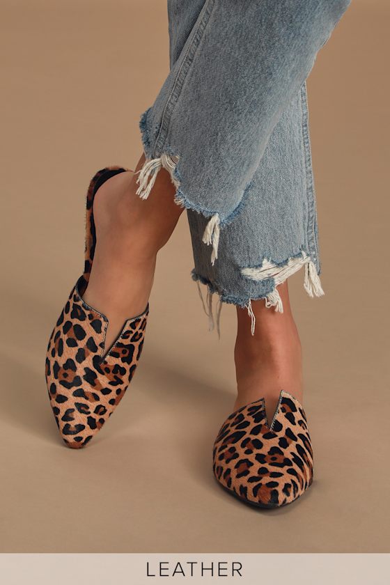 Cute Leopard Slides - Leopard Print Slides - Calf Hair Slides - Lulus